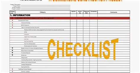 Constructability Review Excel Template