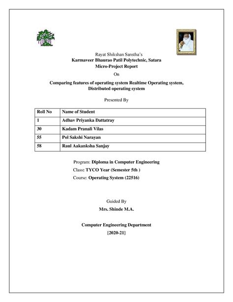 Osy Project 1 Osy Micro Project Rayat Shikshan Sansthas Karmaveer Bhaurao Patil Polytechnic