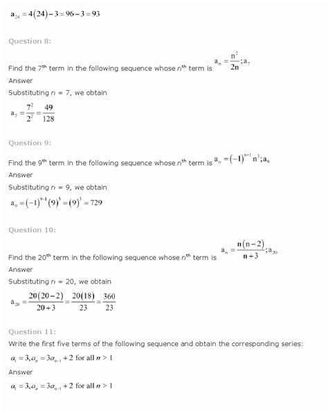 sequence and series worksheet fresh ncert solutions for class 11 maths