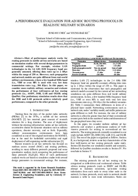 Pdf A Performance Evaluation For Ad Hoc Routing Protocols In