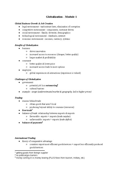 Globalization Module 1 Studocu