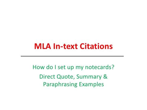 Mla In Text Citation Mla In Text Citation