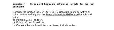 solved exercise 4 three point backward difference formula