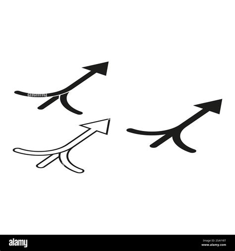 Branching Arrow Icons Multiple Direction Symbol Bold Black Shape Vector Upward Pointer Stock