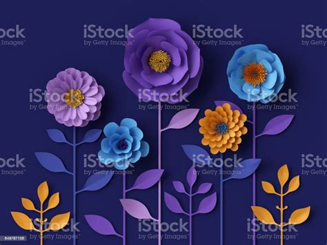 3 차원 일러스트 레이 션 종이 꽃 꽃 배경 발렌타인의 날 마음 3차원 형태에 대한 스톡 사진 및 기타 이미지 3차원 형태 공예 그림자 Istock