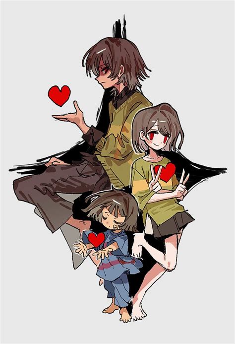 Frisk Kris Chara And Soul Undertale And More Drawn By Eg Hen Danbooru