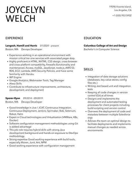 Devops Developer Resume Samples Velvet Jobs