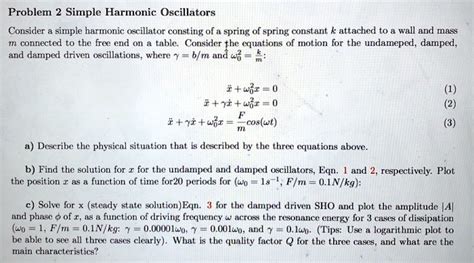 SOLVED Problem Simple Harmonic Oscillators Consider A Simple Harmonic Oscillator Consisting