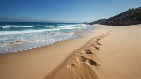 물로 이어지는 발자국이 있는 모래 해변 사닌의 아름다운 모래사장 고화질 사진 사진 해변 배경 일러스트 및 사진 무료 다운로드 Pngtree