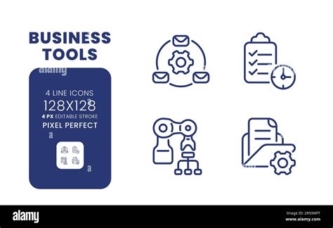 Business Tools Linear Desktop Icons Set Stock Vector Image And Art Alamy