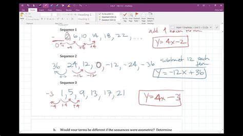 Cpm Math 1 Section 5 3 2 5 109 Part 1 Sequences Youtube
