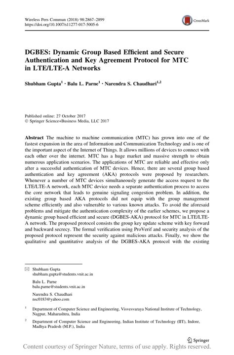 Dgbes Dynamic Group Based Efficient And Secure Authentication And Key