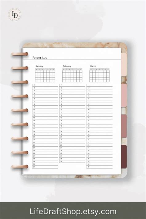 Minimalist Future Log Planner Insert Ipad Goodnotes Template