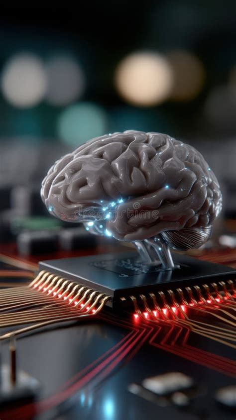 Human Brain On Computer Chip Representing Artificial Intelligence