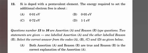 Si Is Doped With A Pentavalent Element The Energy Required To Set The Ad