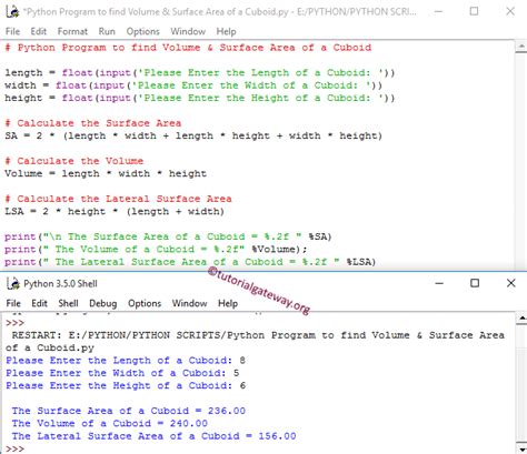 Python Program To Find Volume And Surface Area Of A Cuboid