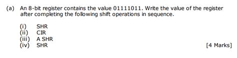 Solved A ﻿an 8 Bit Register Contains The Value 01111011