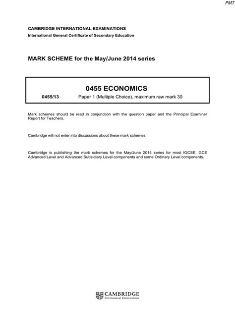 June 2014 V3 Ms Paper 1 Cie Economics Igcse Pdf