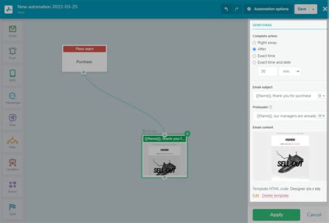 create an automation triggered by an event sendpulse