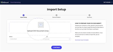 how to import contacts from csv into siteground email marketing