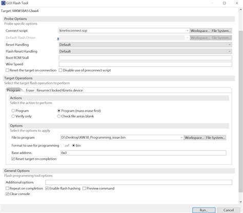 Mcuxpresso Gui Flash Tool Program Kw38 Over Flas Size 0x40000 Issue