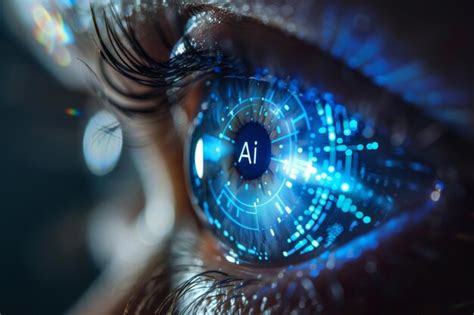 aigenerated holographic text on human retina premium ai generated image