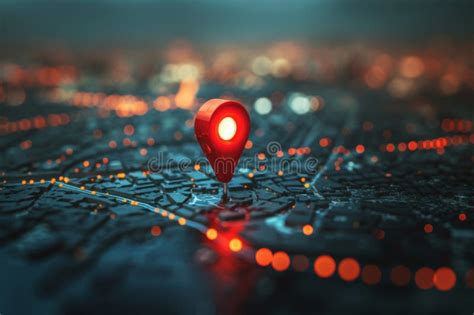 Red Location Marker On Map Over City Background Stock Image Image Of
