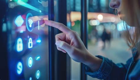 Futuristic Interface Interaction with Illuminated Cityscape | Premium ...
