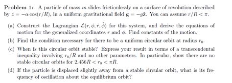 Solved Problem A Particle Of Mass M Slides Chegg