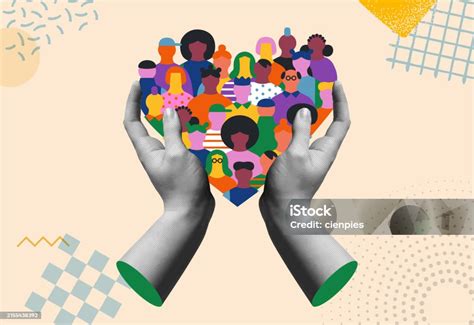 하트 모양과 벡터 카드를 보호하는 인간의 손에 다양한 사람들 하트 모양에 대한 스톡 벡터 아트 및 기타 이미지 하트 모양 손 합성 이미지 Istock