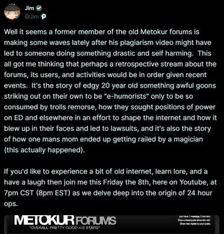 New Livestream About The History Of The Metokur Forums Friday The 8th