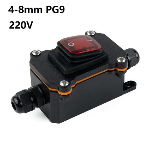 Inline Cord Switch 25a Ip65 Waterproof On Off Switch With Red Light Buttons 220v