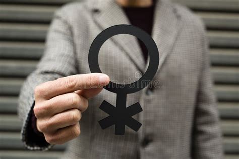 Person Showing A Non Binary Gender Symbol Stock Image Image Of