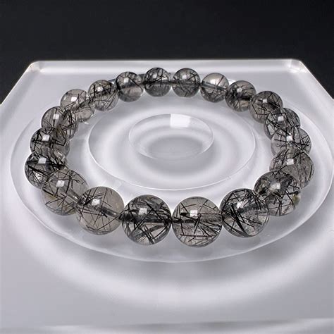 Natural 95mm Black Tourmalated Quartz Bracelet Powerful Protection