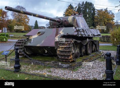 Manhay Belgium November 2 2021 This German Panther Tank Panzer V G Type Or Ausf G Is In
