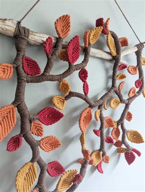 Autumn Leaves Large Macrame Vines And Leaves Sculpture Macrame Patterns Macrame Knots