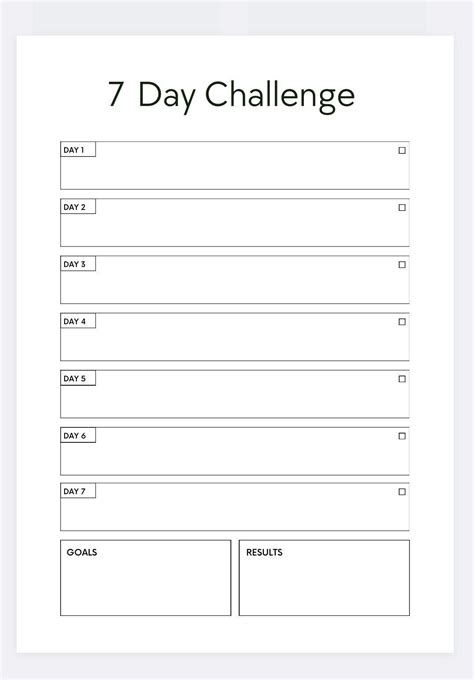 7 Day Challengeweekly Challenge Template7 Day Goal Plannerchallenge