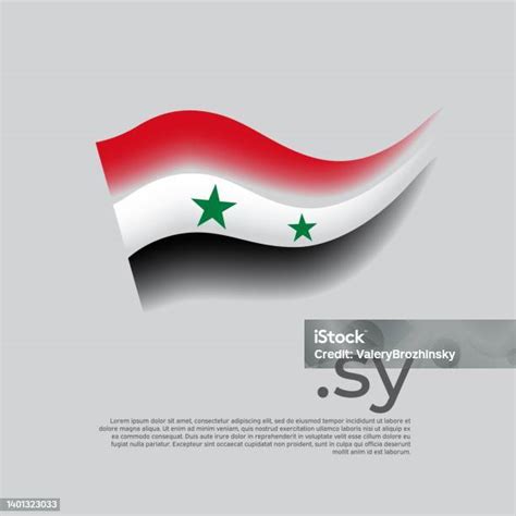 시리아 국기 흰색 배경에 시리아 국기의 줄무늬 색상 벡터 양식화 디자인 국가 포스터 Sy 도메인 텍스트를위한 장소 시리아의 국가 애국 기치 덮개 0명에 대한 스톡 벡터 아트