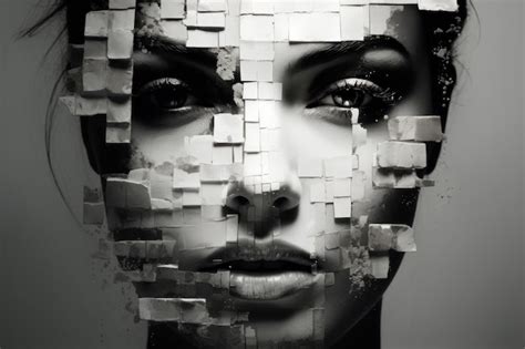 Premium Photo Abstract Portrait Of A Woman With A Fragmented Face Effect