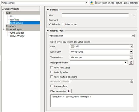 Value Relation Widget In QGIS Geographic Information Systems Stack Exchange