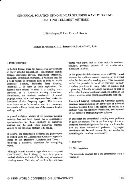 PDF Numerical Solution Of Nonlinear Standing Wave Problems Using Finite Elements Method