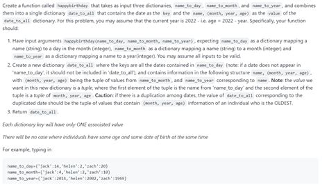 Solved Create A Function Called Happybirthday That Takes As