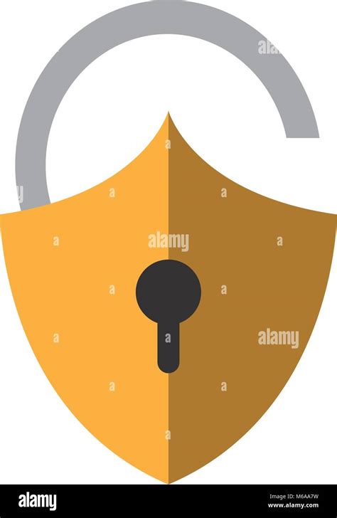 Color Shadow Open Padlock Shield To Security Object Stock Vector Image And Art Alamy