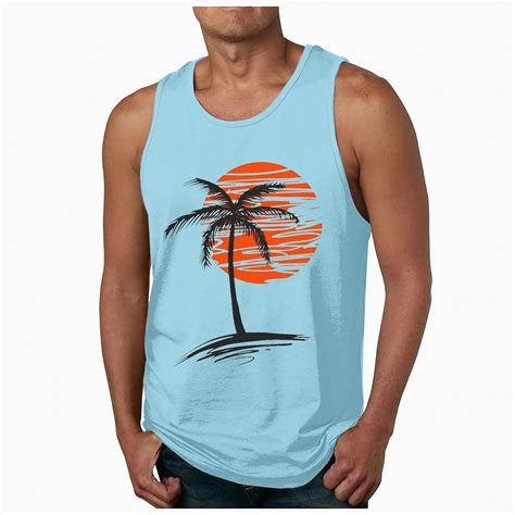 Hcntes Mens Graphic Tank Tops Sleeveless Muscle Shirts Beach Hawaiian
