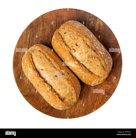 Grain Bread Isolated Whole Buns With Seeds Rustic Organic Cereal Bread Grain Bun On White