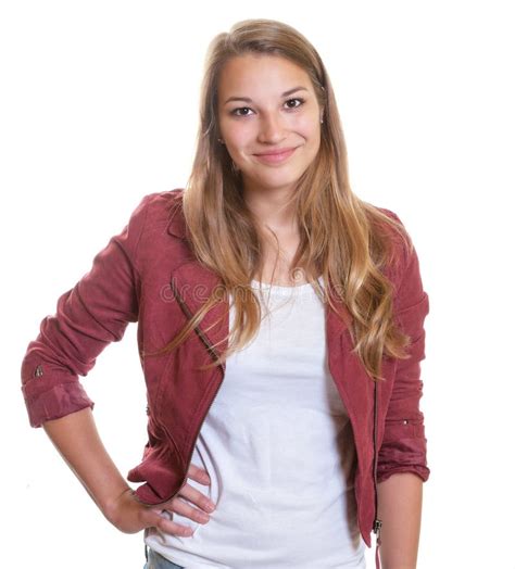 La Jeune Fille Debout Montre Le Bonheur Image Stock Image Du Assez D Tendez