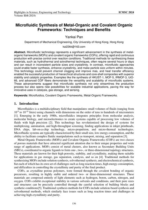 Pdf Microfluidic Synthesis Of Metal Organic And Covalent Organic Frameworks Techniques And