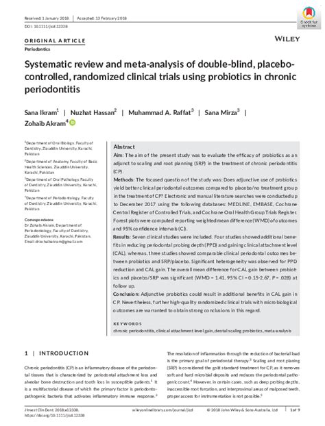 Pdf Systematic Review And Meta Analysis Of Double Blind Placebo Controlled Randomized