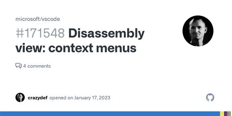 disassembly view context menus · issue 171548 · microsoft vscode · github