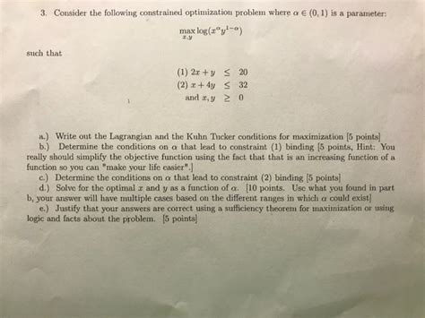 solved 3 consider the following constrained optimization